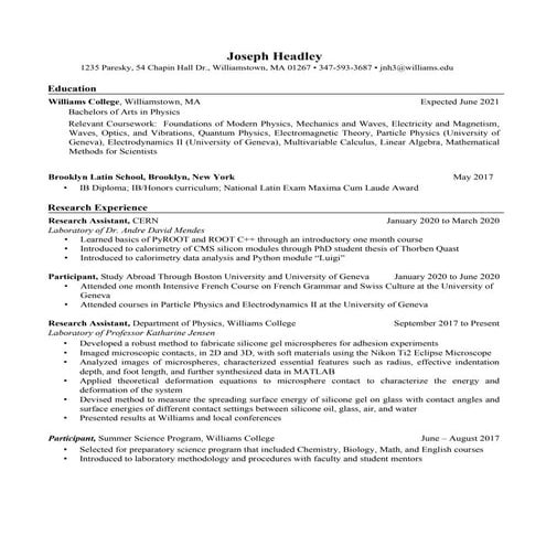 Joseph Headley Resume | PDF