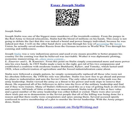 Joseph Stalin Essay | PDF