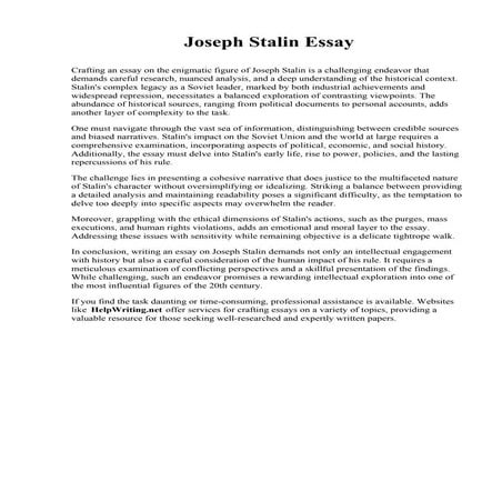Joseph Stalin Essay. Northwest Technical Institute | PDF