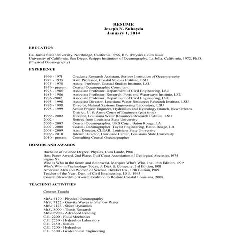 Joseph Suhayda Resume | PDF