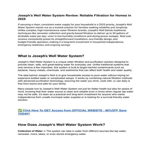 Joseph’s Well Water System review reveals a reliable, eco-friendly home ...