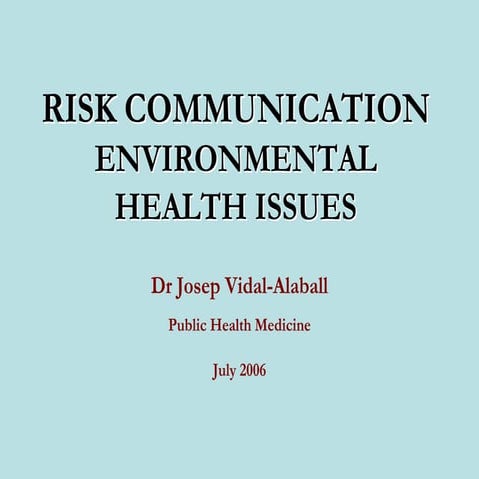 Risk Communication Env Health | PDF