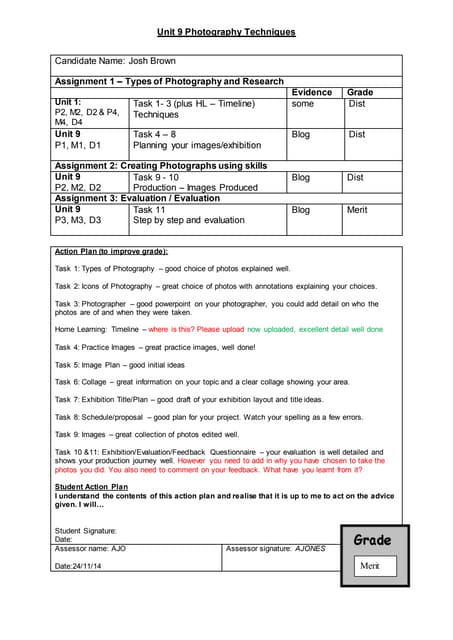 Wood unit 9 assignment 1 marking sheet | DOCX