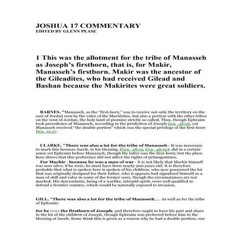 Joshua 17 commentary | PDF