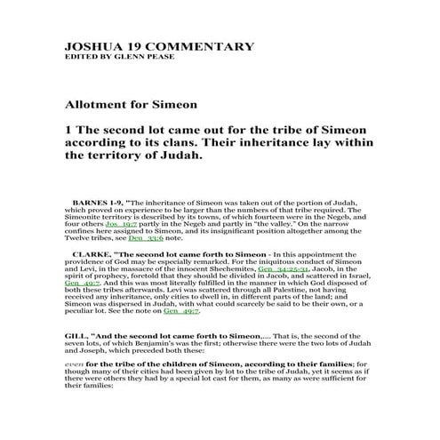 Joshua 19 commentary | PDF