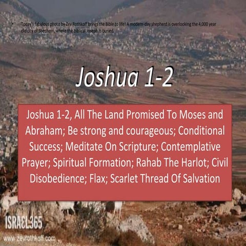 Joshua 1-2, Land promise, strong, courageous, meditate, scarlet thread ...