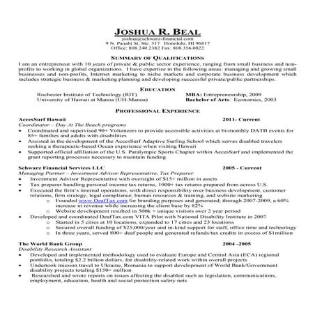 Resume -- Joshua R. Beal, MBA | PDF