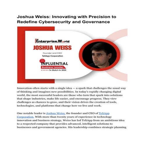 Joshua Weiss_ Innovating with Precision to Redefine Cybersecurity and ...