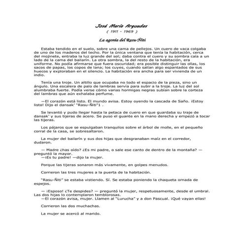 José maría arguedas la agonía del rasu ñiti | PDF