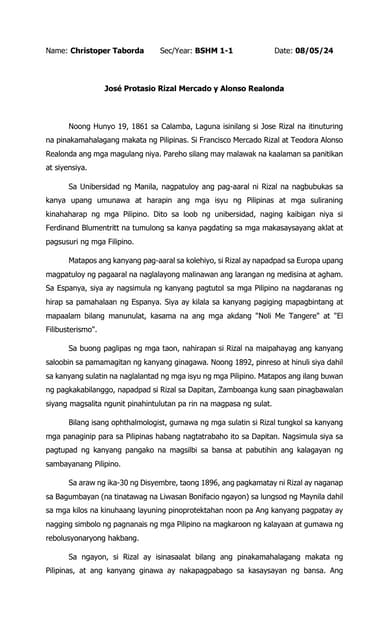 José Protasio Rizal Mercado y Alonso Realonda.pdf José Protasio Rizal Mercado y Alonso Realonda.pdf