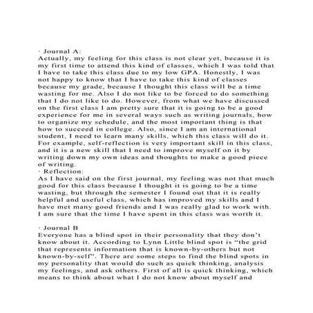 · Journal AActually, my feeling for this class is not clear y.docx