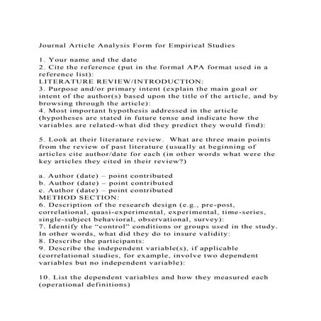 Journal Article Analysis Form for Empirical Studies1. Your nam.docx