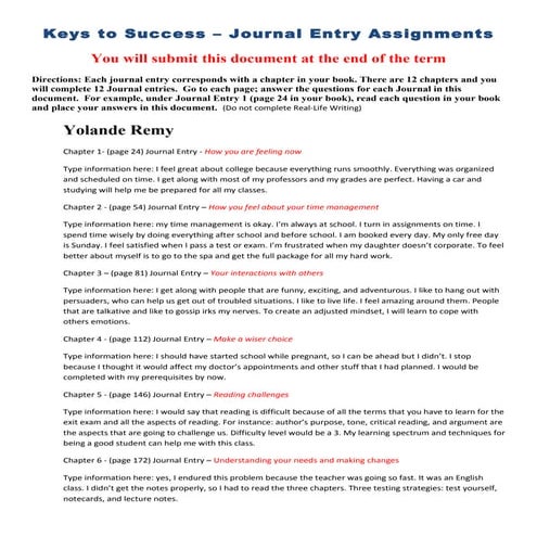 Journal assignments | DOC