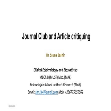 How to present a journal club | PPT
