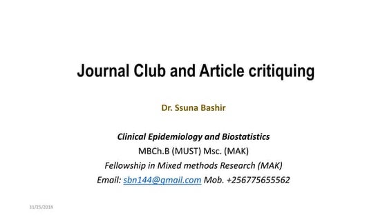 How to prepare an effective journal club | PPT