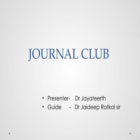 JOURNAL CLUB PRESENTATION ARTICLE FOR UROLOGY CLASS | PPTX