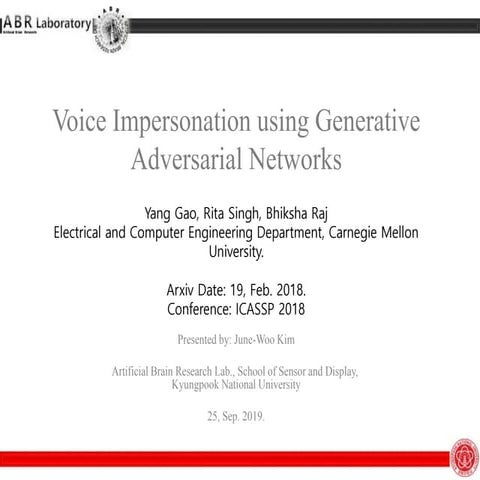 Voice Impersonation Using Generative Adversarial Networks review | PPT