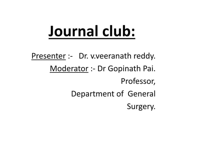 Journal Club | PPTX | Surgery | Medical Health