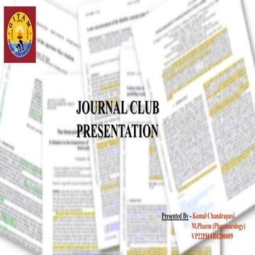 Journal Club Presentation | Master of Pharmacy | PPTX