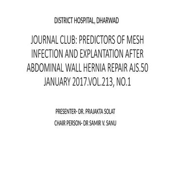 Journal club discussion.pptx on mesh infection | PPTX