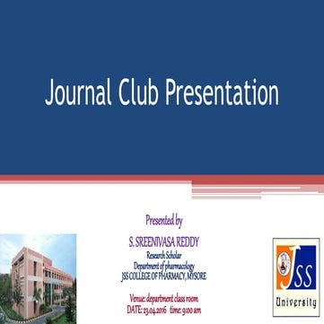 Journal Club Presentation, JSSCP, MYSORE, INDIA. | PPTX