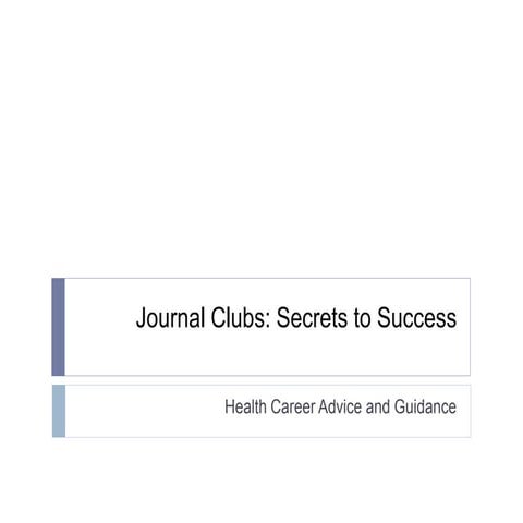Journal Clubs for Professional Development | PPTX