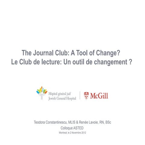 Journal club, tool of change asted at 32_2_nov2012final | PPT ...
