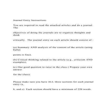 Journal Entry Instructions You are required to read the .docx