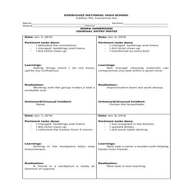 Journal entry notes sample | DOCX