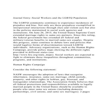 Journal Entry–Social Workers and the LGBTQ PopulationThe LGB.docx