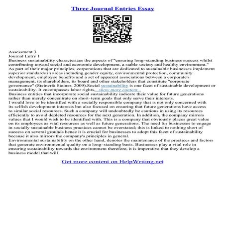 Journal Essay Examples | PDF