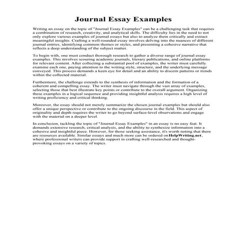 Journal Essay Examples | PDF | Business | Business and Finance