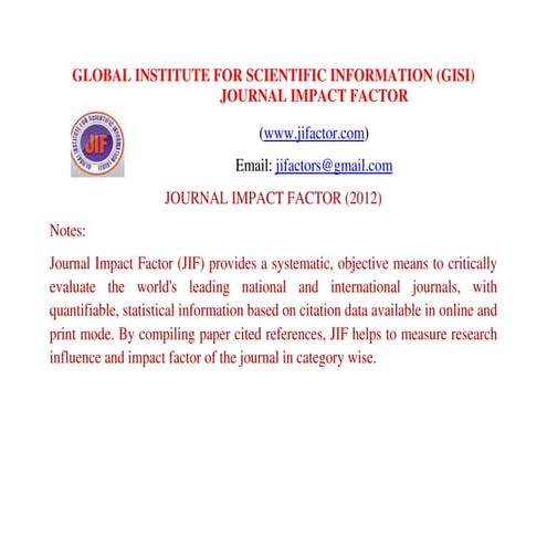 Journal impact factor 2012 (1) | PDF