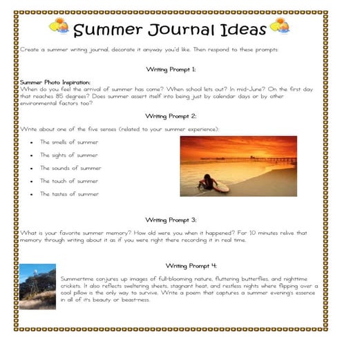Summer Journal Ideas | PDF