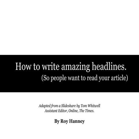 Journalism: writing news headlines | PPT