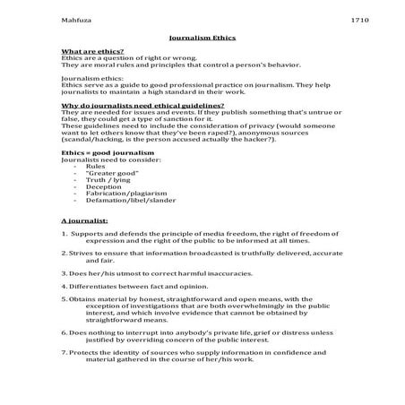 Journalism ethics | DOCX