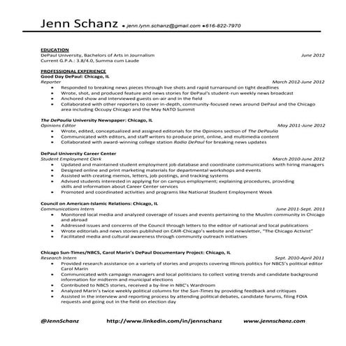 Jenn Schanz-Resume | PDF | Public Radio | Talk Radio
