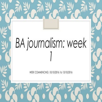 Journalism week 1 | ODP