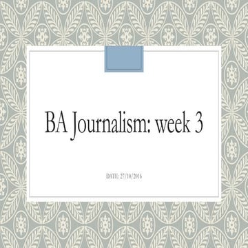 Journalism week 3 | ODP