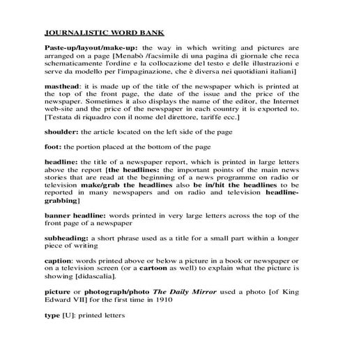 Journalistic word bank | PDF