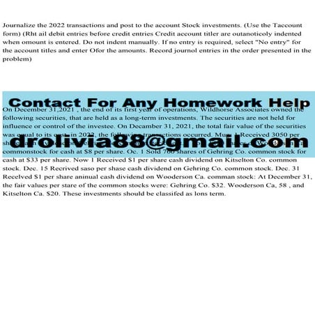 Journalize the 2022 transactions and post to the account Stock inv.pdf ...