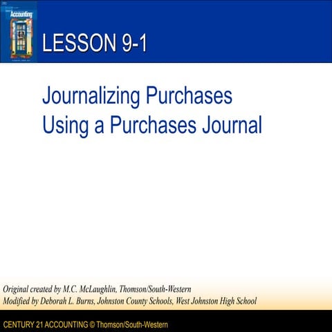 Journalizing Purchases and Using Purchases Journal | PPT