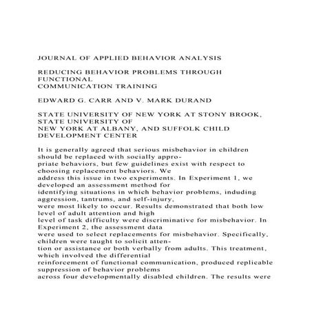 JOURNAL OF APPLIED BEHAVIOR ANALYSISREDUCING BEHAVIOR PROB.docx