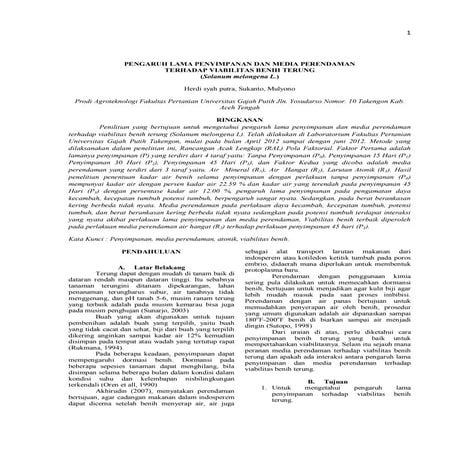 Journal pengaruh lama penyimpanan dan media perendaman terhadap ...