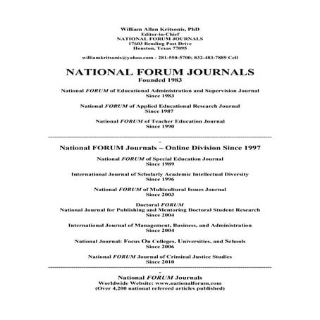 National FORUM Journals - www.nationalforum.com