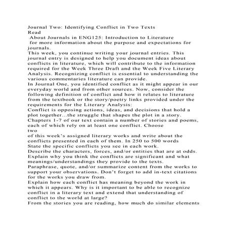 Journal Two Identifying Conflict in Two TextsRead About Journal.docx