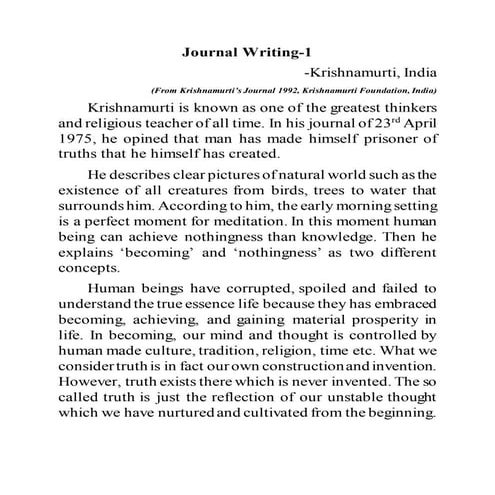 Journal writing 1 | PDF