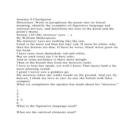 Journey 9 CheckpointDirections Work to paraphrase the poem into.docx