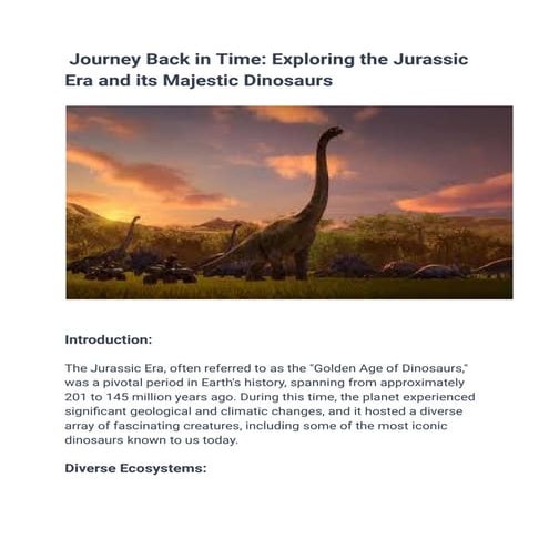 Journey Back in Time_ Exploring the Jurassic Era and its Majestic ...
