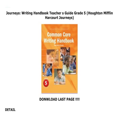 Journeys: Writing Handbook Teacher s Guide Grade 5 (Houghton Mifflin ...